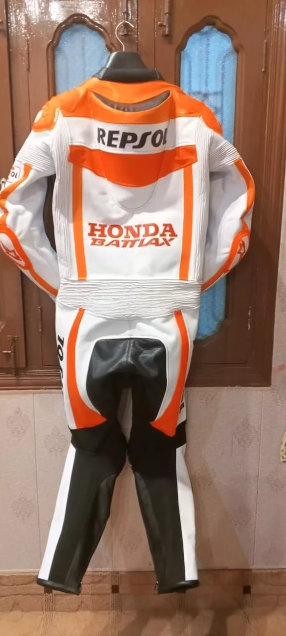 Honda Repsol Racing Motorcycle Riding Gear CE Armored Cowhide Leather ...